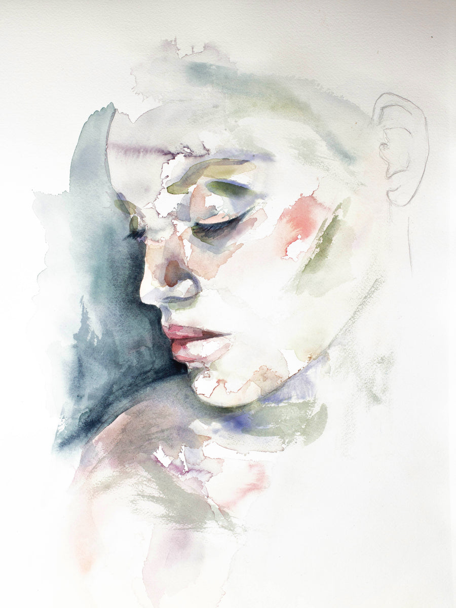 After - Original Watercolor Portrait Painting – Elizabeth Becker Art