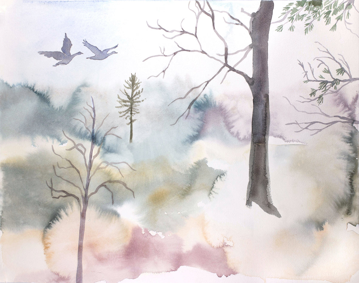 December No. 3- Original Watercolor Abstract Landscape Painting ...