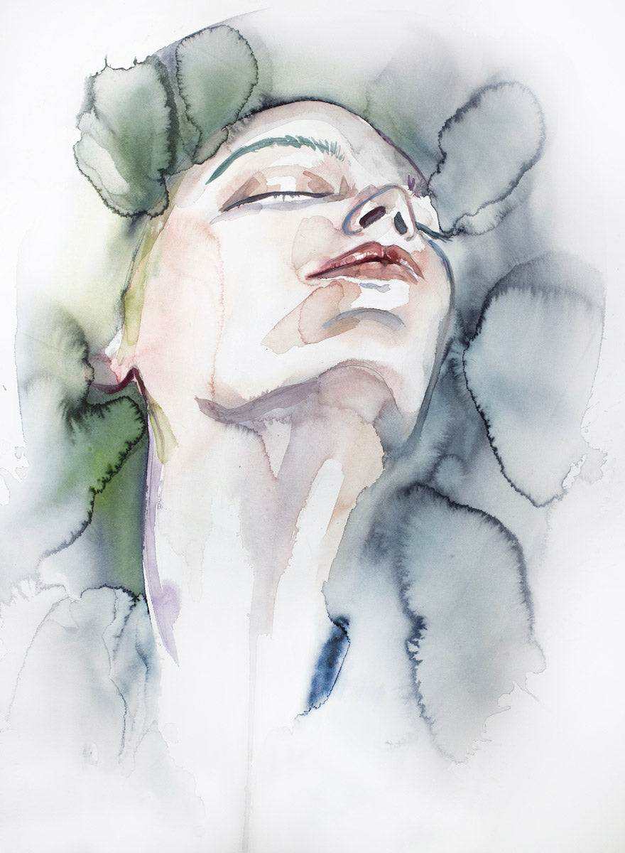 Immersed - Original Watercolor Portrait Painting – Elizabeth Becker Art