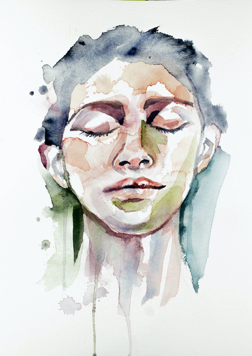 Inward - Original Watercolor Portrait Painting – Elizabeth Becker Art